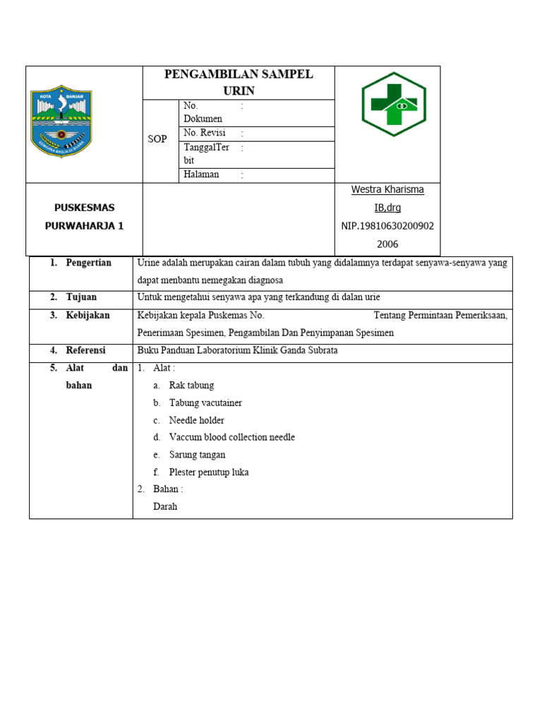 8.1.2.1.f Pengambilan Sampel Urin | PDF