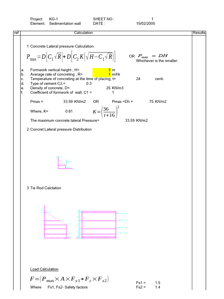 Form Work Tie Rod Calculation 1 | PDF | Building Materials | Building ...