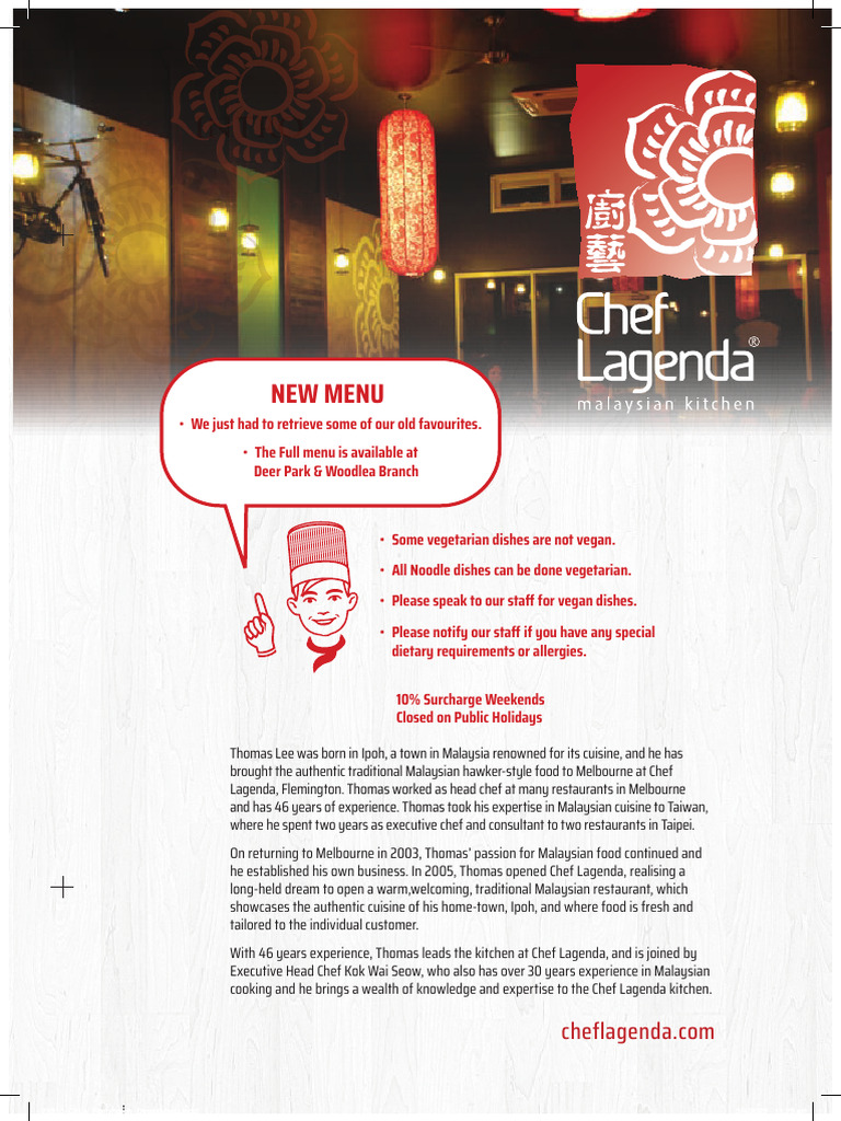 Flemington - Chef Lagenda Dine in Menu | PDF | Southeast Asian Cuisine ...