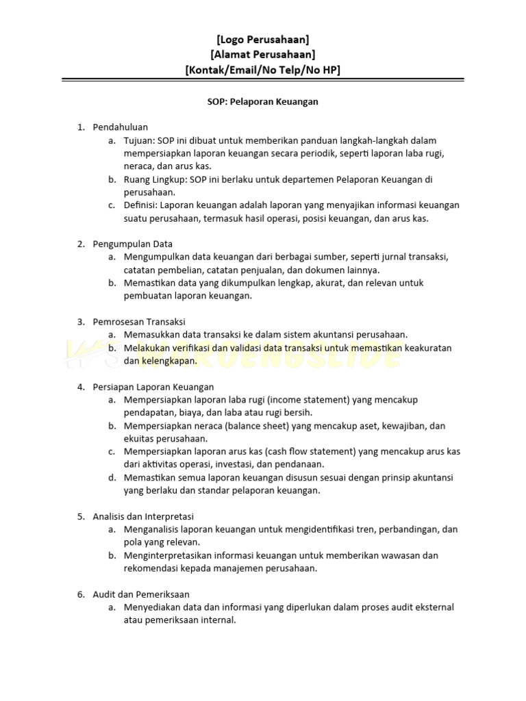 SOP Pelaporan Keuangan | PDF