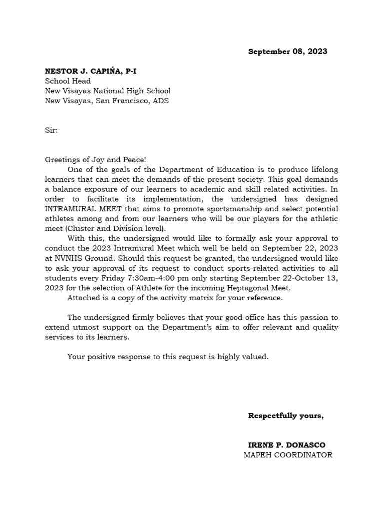 Intramurals 2023 Proposal | PDF | Sports