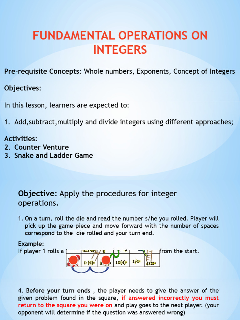 Counter and Snake Ladder Integers | PDF
