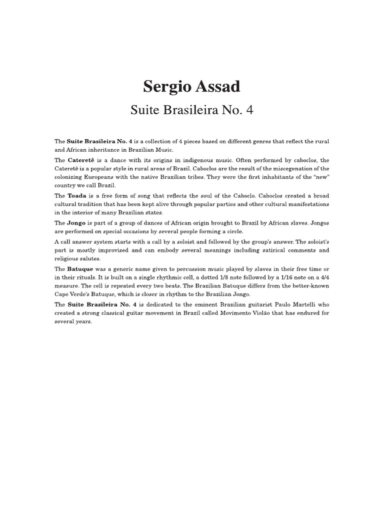 Sergio Assad Suite Brasileira #4 | PDF