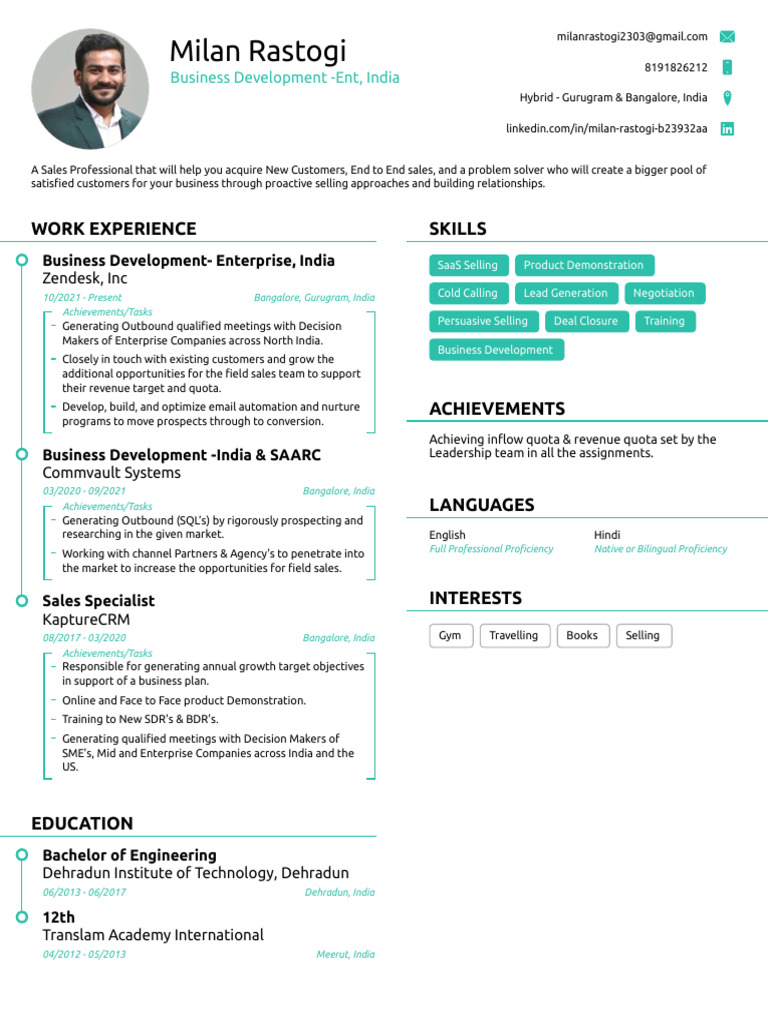 Milan R Resume | PDF | Sales | Business
