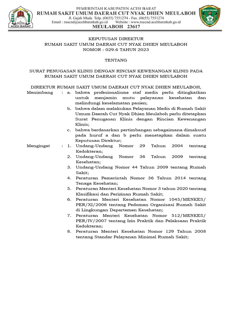 SK PENUGASAN KLINIS DAN RKK Dr. Febri Andini | PDF | Sains & Matematika