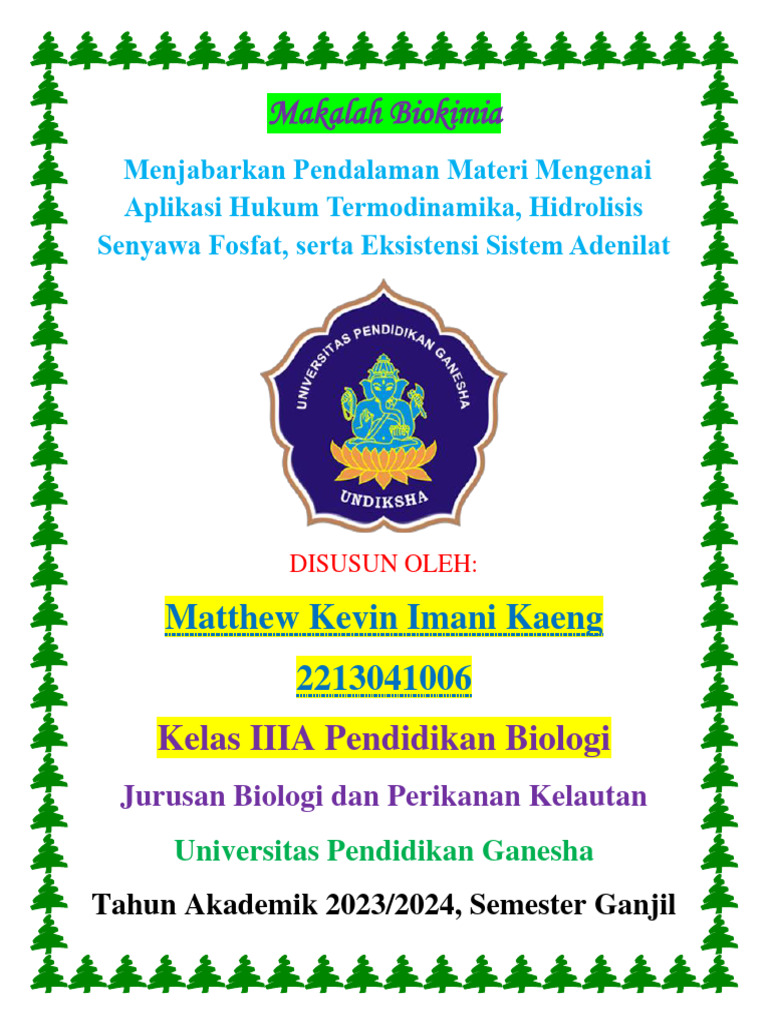 Makalah Biokimia: Matthew Kevin Imani Kaeng 2213041006 | PDF