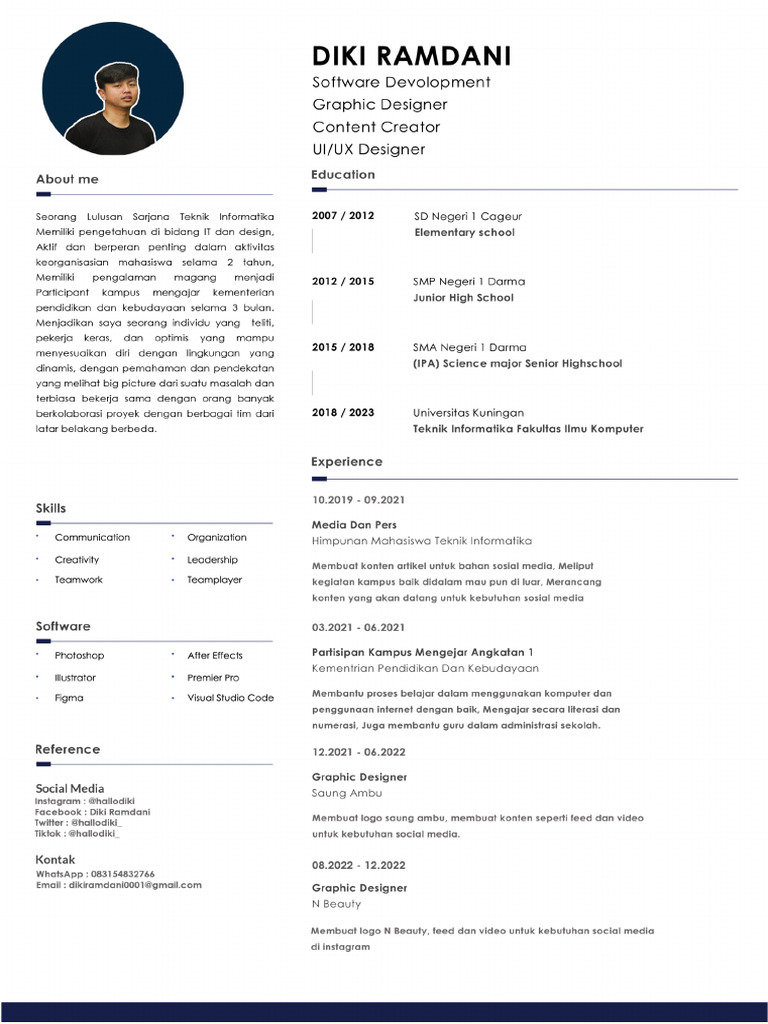 CV Diki Ramdani - Content Creator | PDF