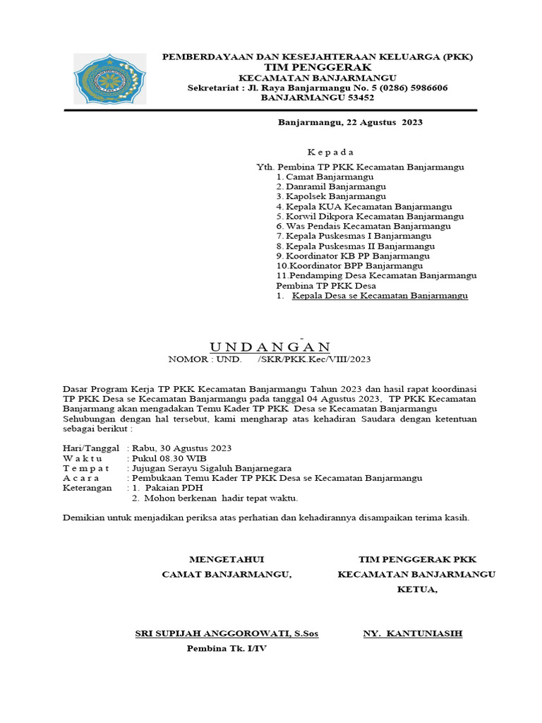 Surat Undangan Temu Kader Pembina | PDF Surat Undangan Temu Kader Pembina | PDF