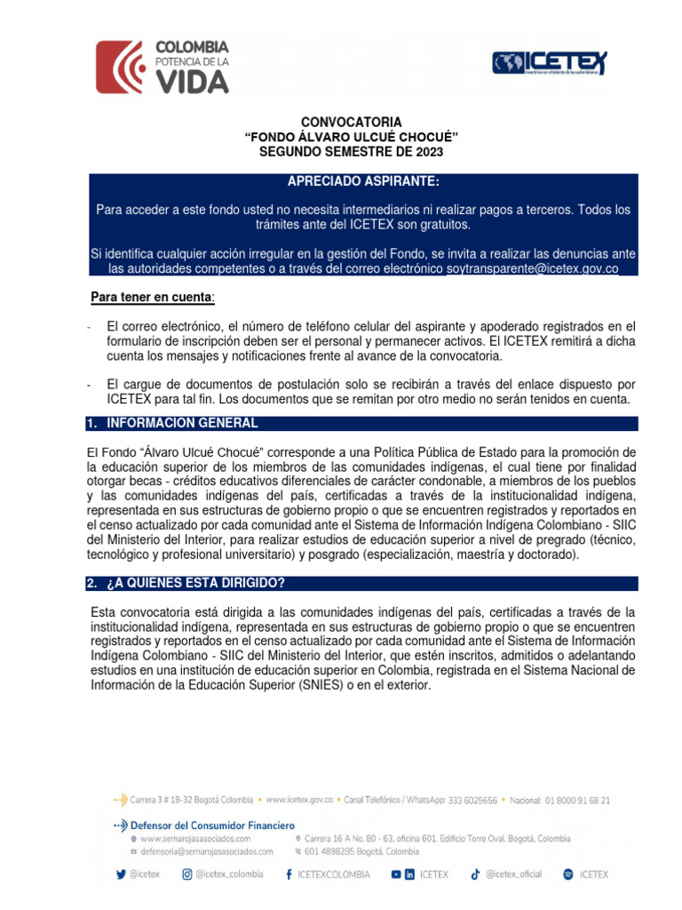 TDR Convocatoria 2023 2 Alvaro Ulcue Chocue DEF | PDF | Educación más ...
