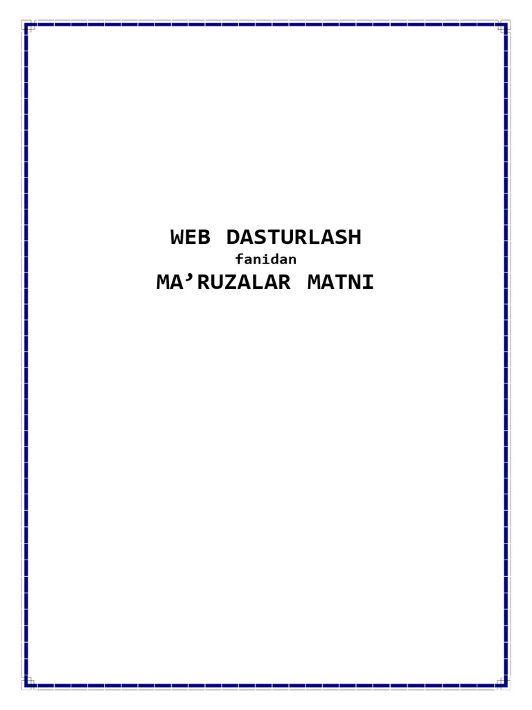 Web Dasturlash | PDF