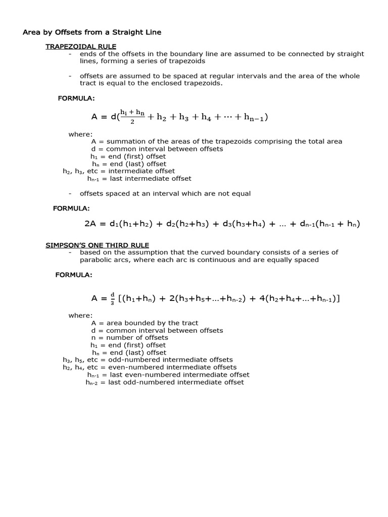8 Area by Offsets From A Straight Line | PDF | Area | Geometry