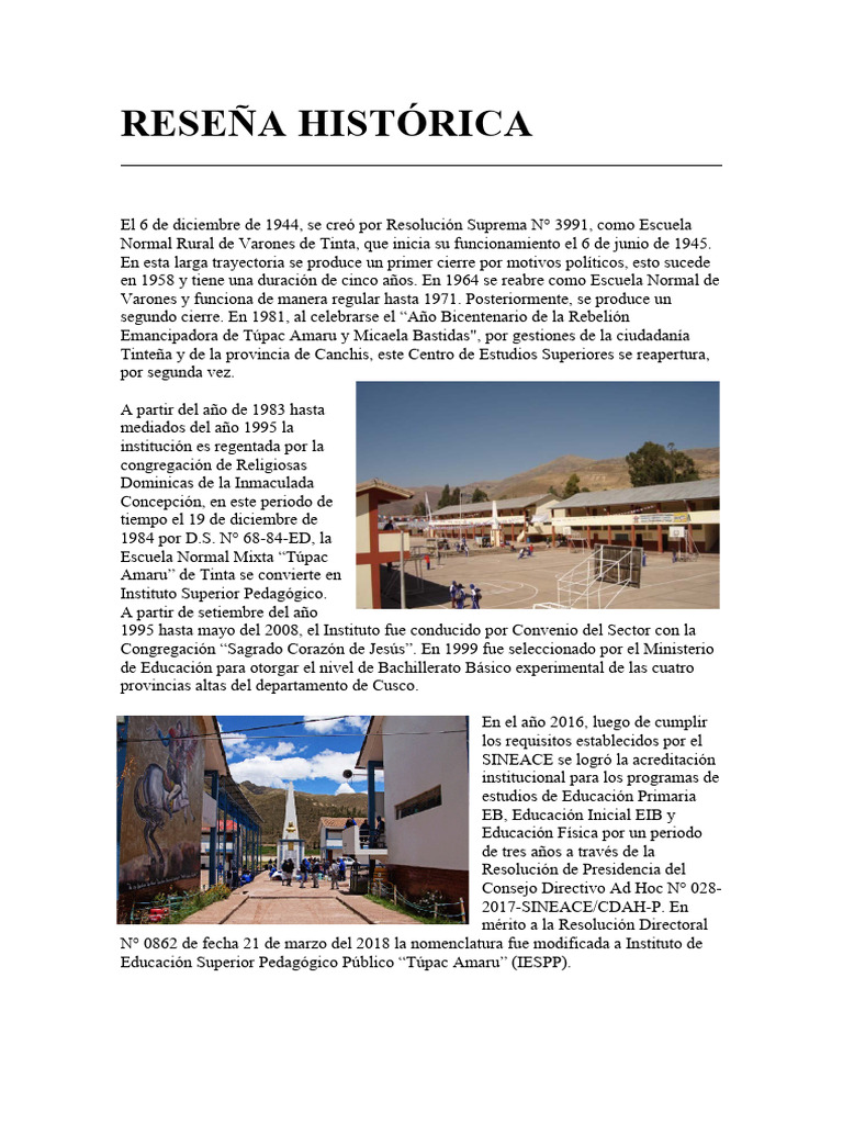 Reseña Histórica Eespptat | PDF | Educación más alta