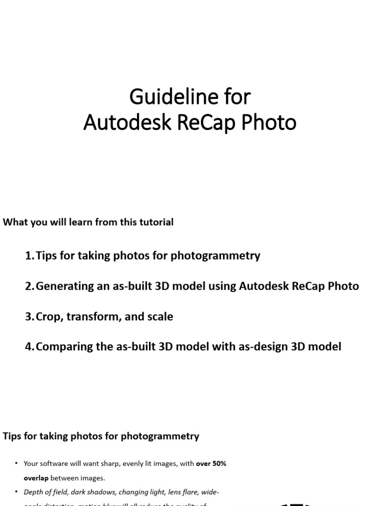 7.1. Guideline For Autodesk Recap Photo | PDF