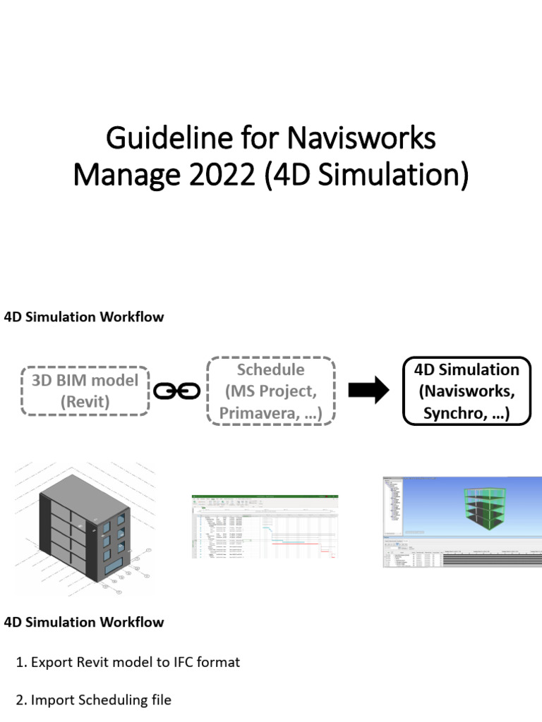 5 3 Guideline For Navisworks Manage 4d Simulation Pdf 3 D Computer Graphics Autodesk Revit