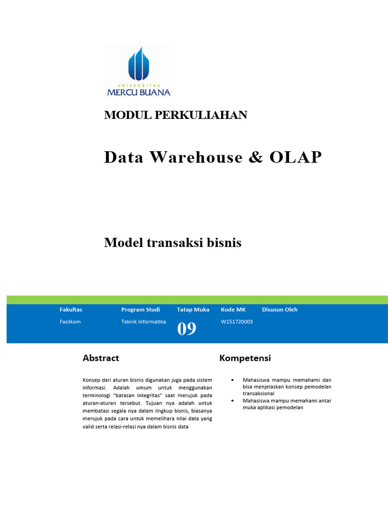 Aturan Bisnis dalam Data Warehouse | PDF