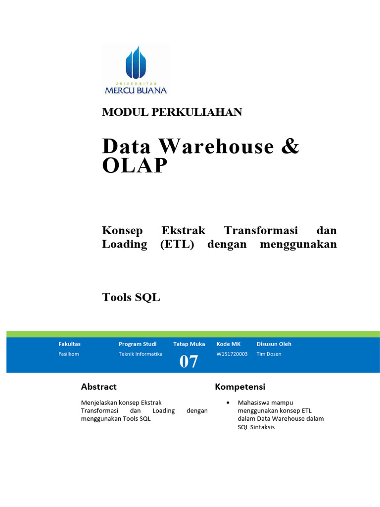 Modul Data Warehouse Olap (P7) | PDF