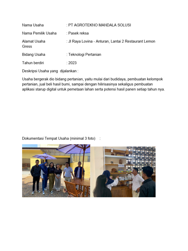 Template Profil Usaha Mitra | PDF