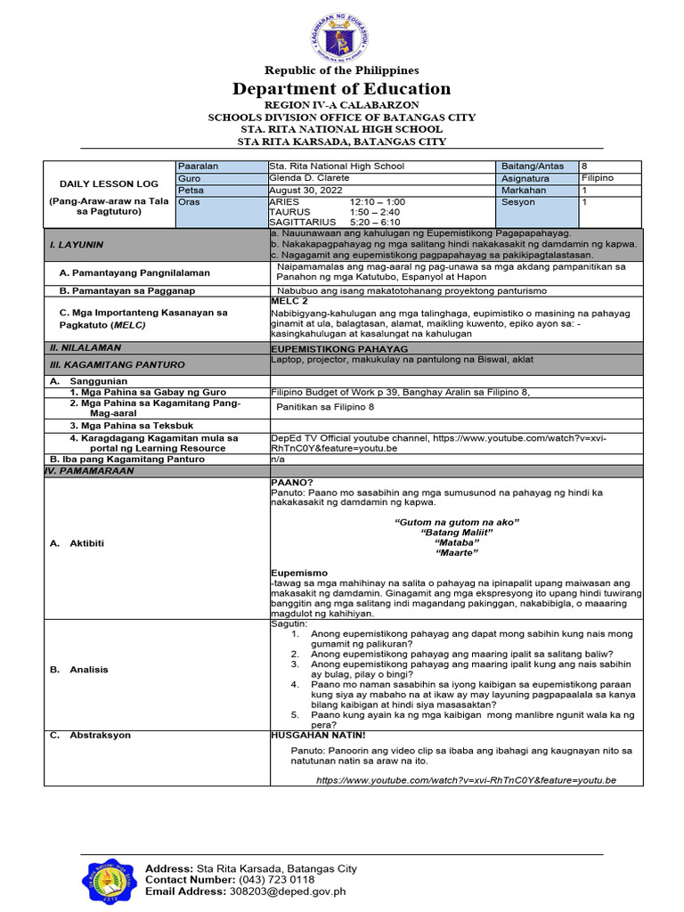 DLP Fil8 Q1 W2 | PDF