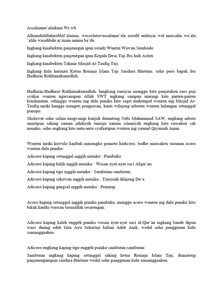 pranatacara bahasa jawa | PDF