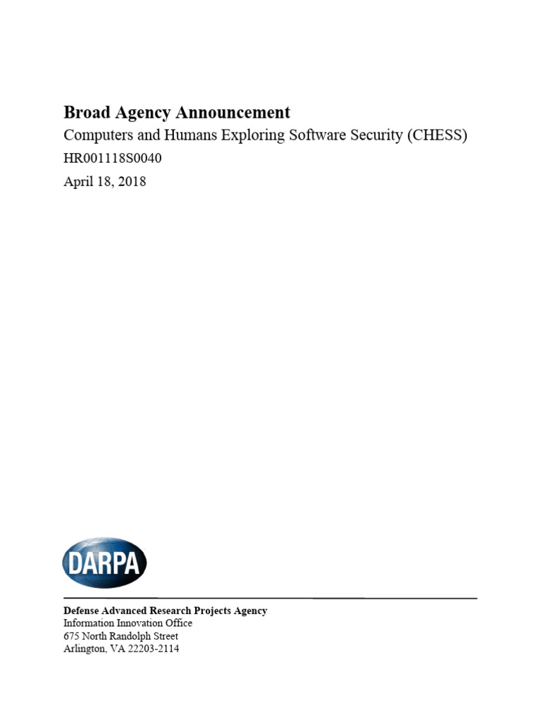 Darpa Chess HR001118S0040 2018 | PDF