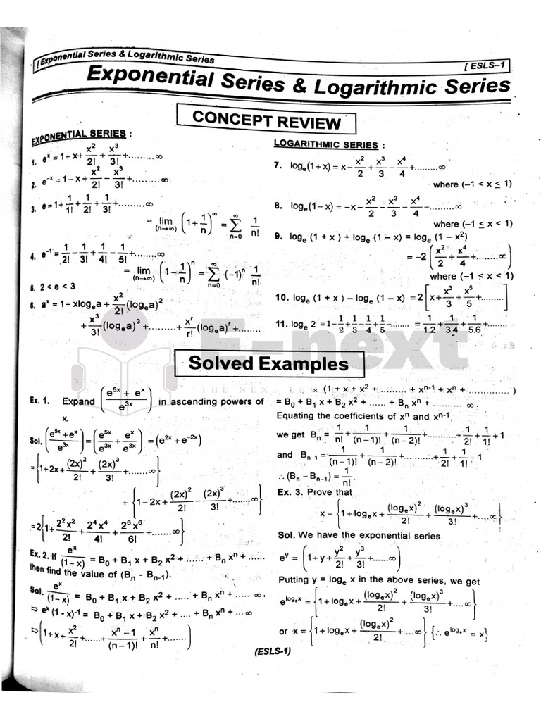 06-Exponential Series & Logarithmic Series (E-Next - In) | PDF