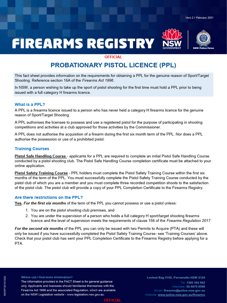 PPL FACT Sheet | PDF | Firearms | Projectile Weapons