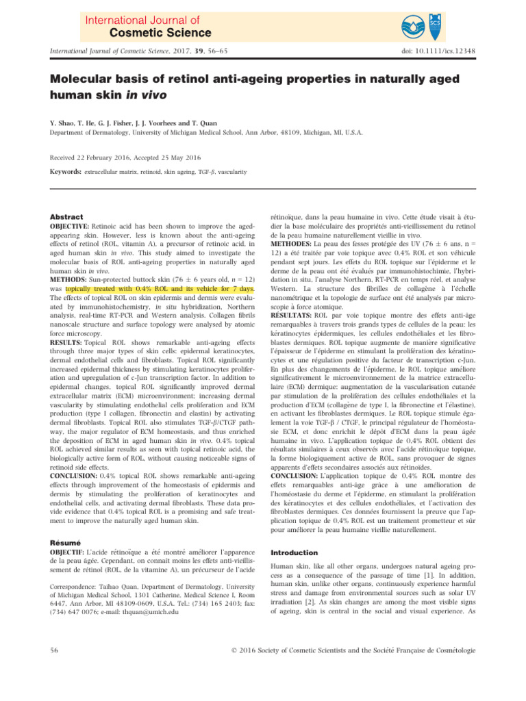 Retinol Invivo | PDF | Skin | Extracellular Matrix