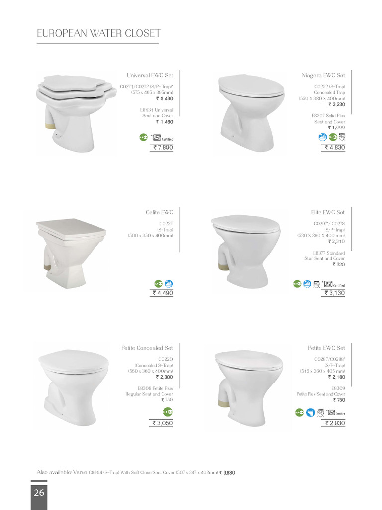 Parryware EWC Models and Prices | PDF | Bathroom | Home & Garden