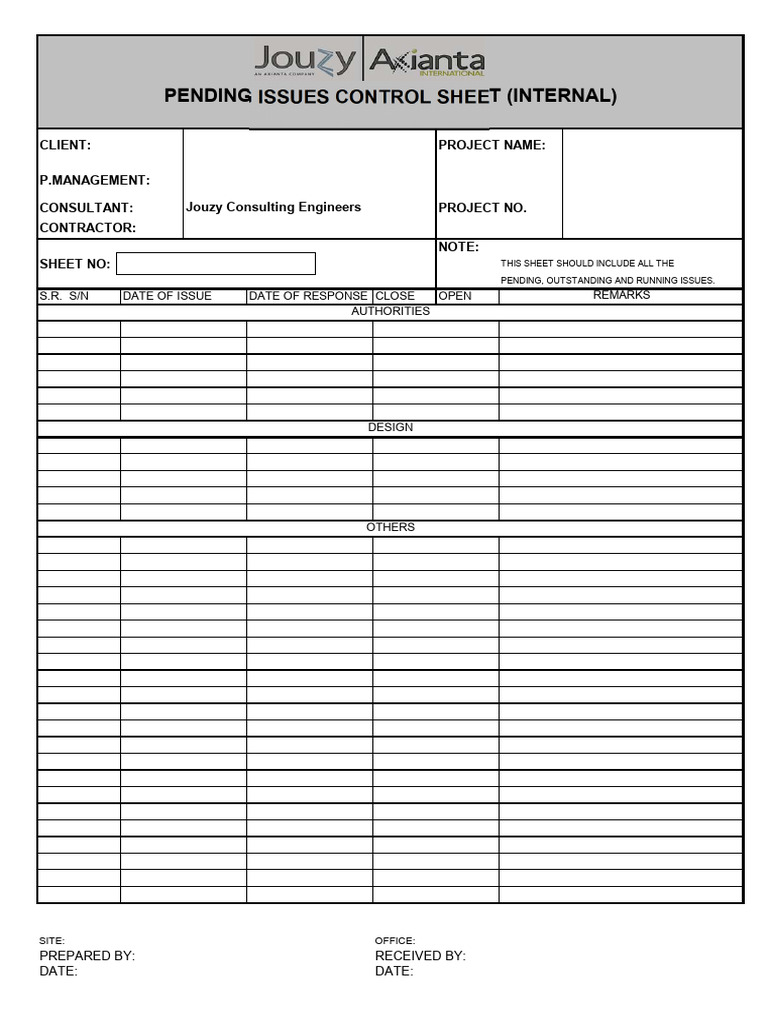 PENDING ISSUE CONTROL SHEET | PDF