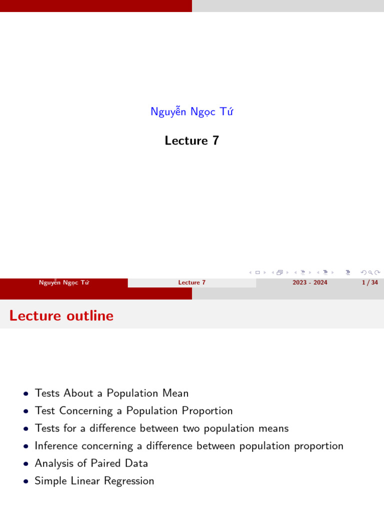 Lecture 7 Test Pdf Statistical Hypothesis Testing Statistical