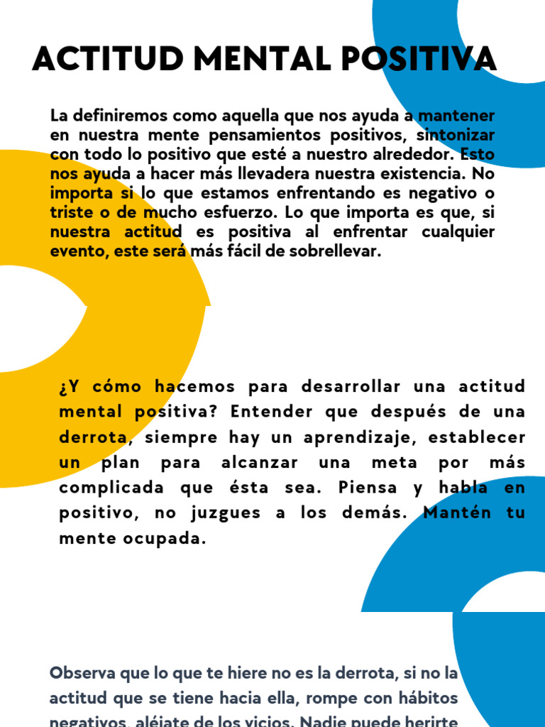 Actitud Mental Positiva y Resiliencia | PDF