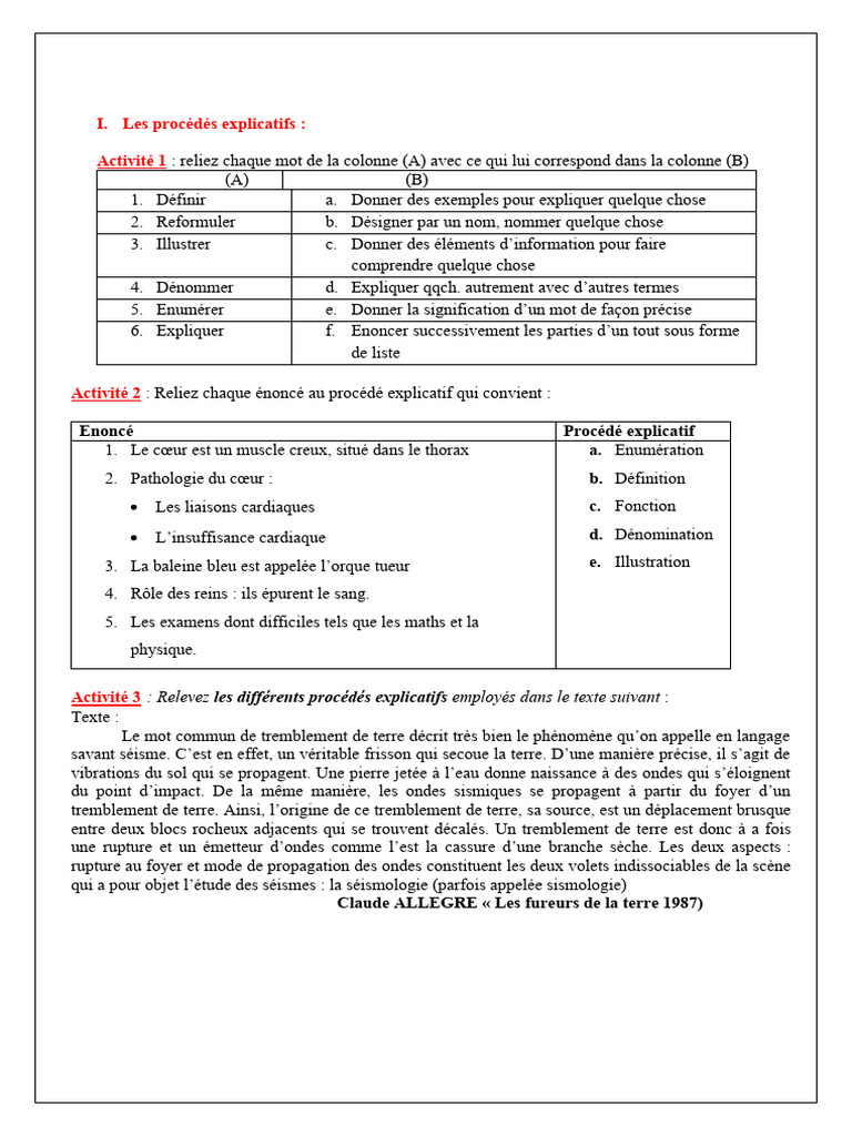 Les procédés explicatifs en 1AS | PDF | Tremblements de terre | Sismologie