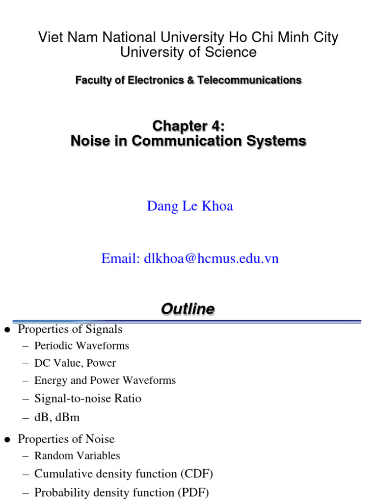 Bai 4 - Noise in Communication Systems | PDF | Root Mean Square | Electromagnetism