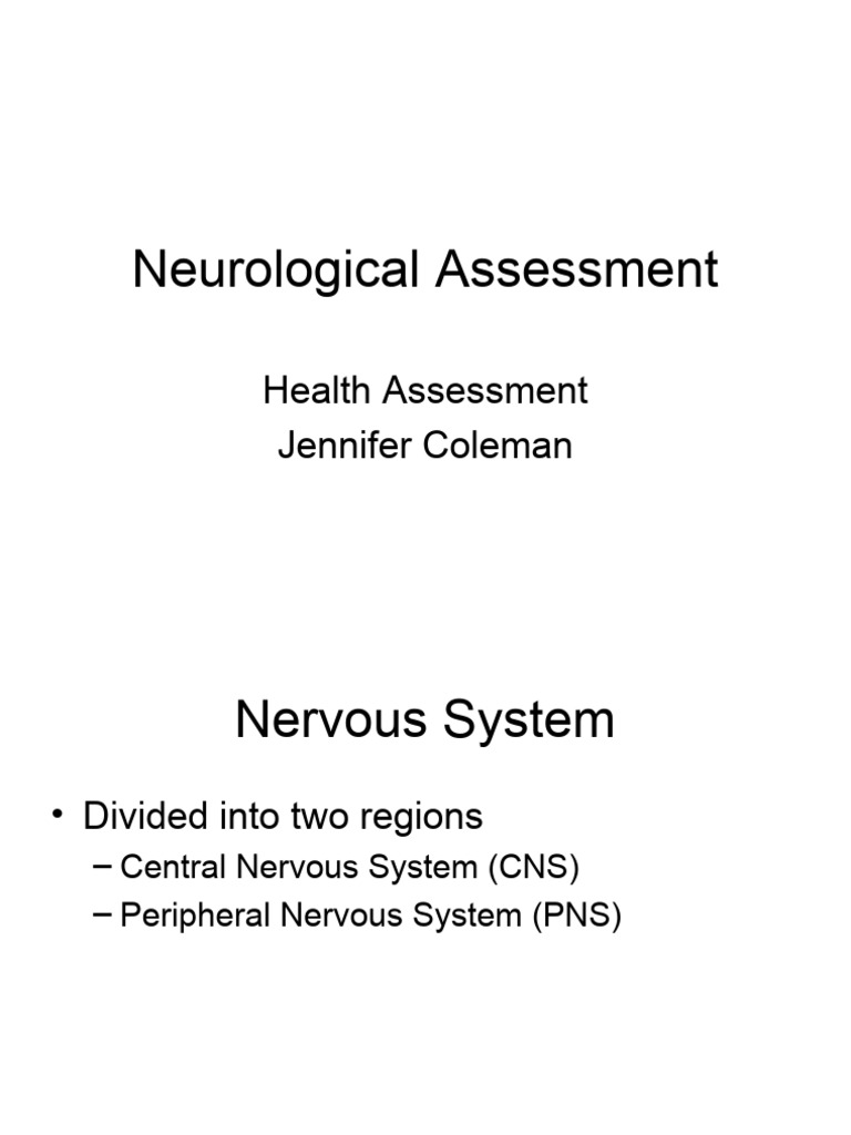 Neurological Health Assessment | PDF | Central Nervous System | Cerebrum Neurological Health Assessment | PDF | Central Nervous System | Cerebrum