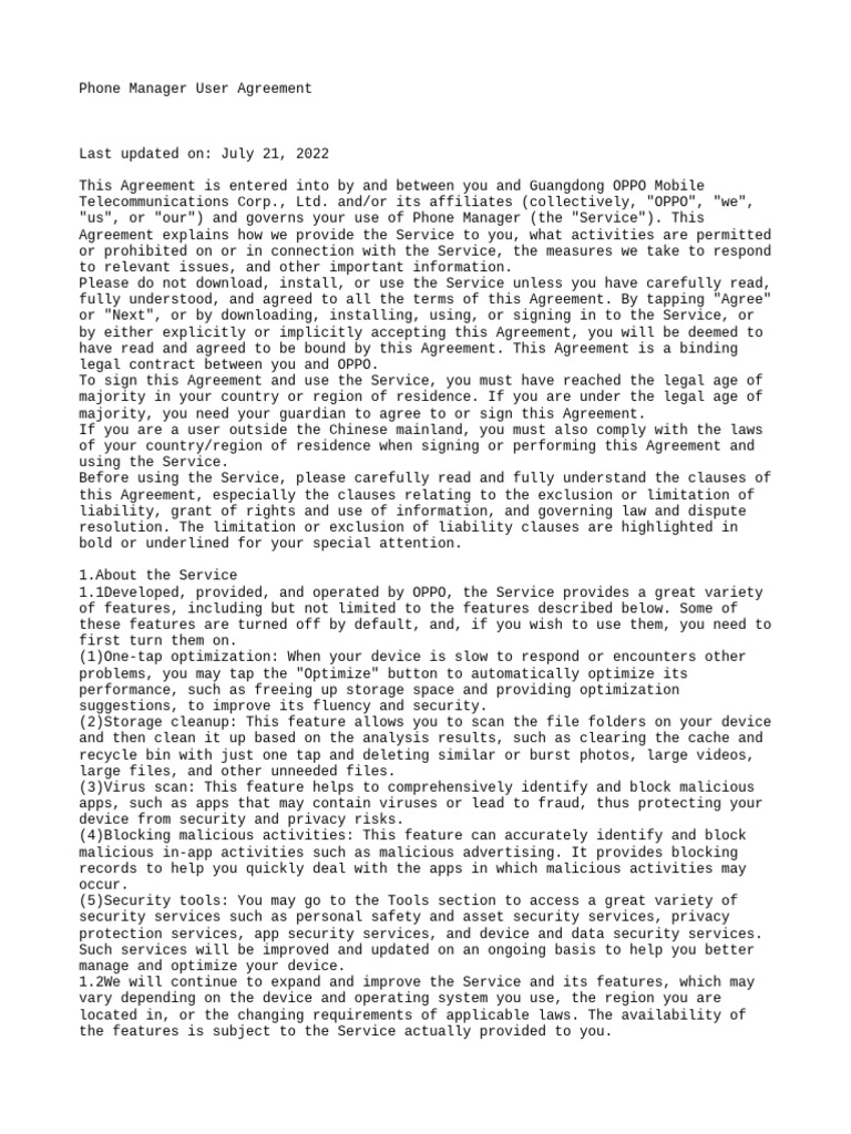 Phone Manager User Agreement | PDF | License | Legal Liability