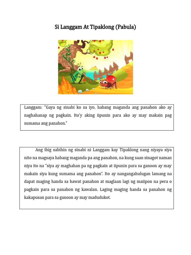 Si Langgam at Tipaklong | PDF