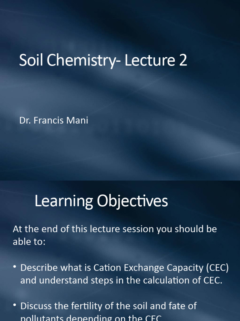 Soil Chemistry WK 12 Lectures | PDF | Soil | Natural Materials