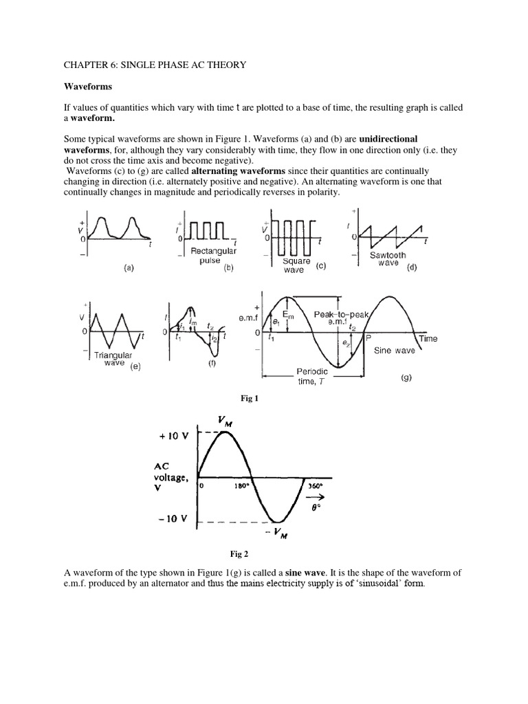 Chapter 6 Single Phase AC Theory | PDF | Root Mean Square | Amplitude