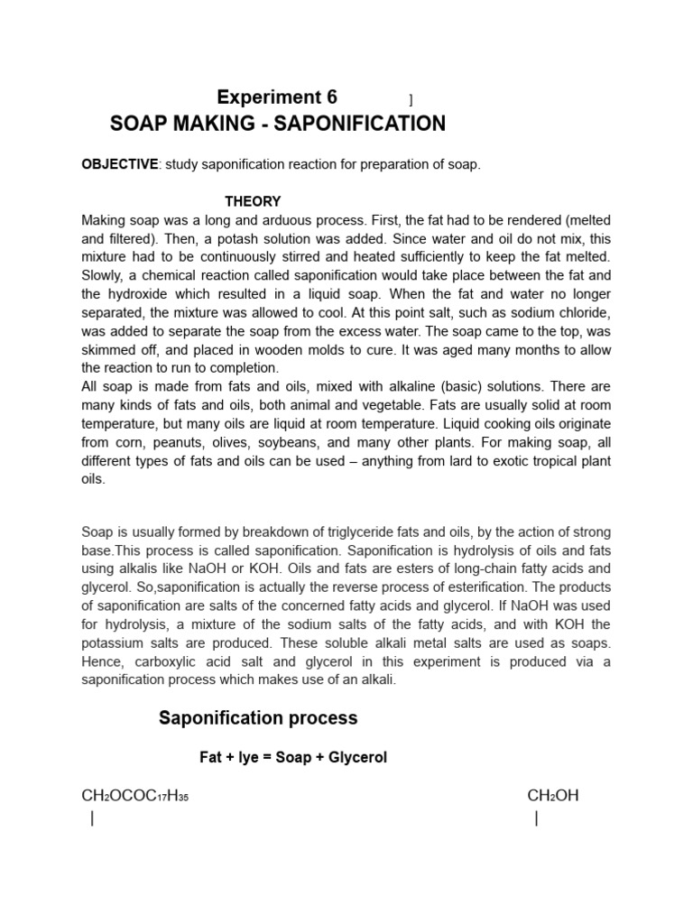 Saponification | PDF | Sodium Hydroxide | Soap