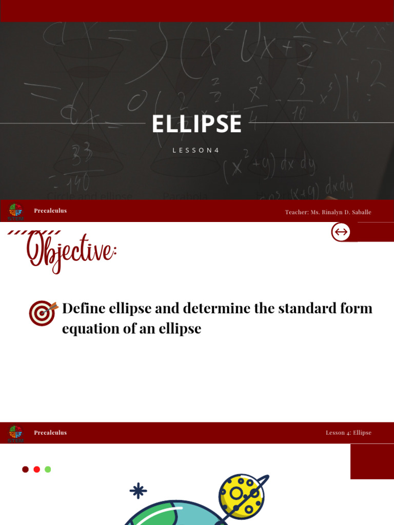 Lesson 4 Ellipse | PDF | Ellipse | Classical Geometry
