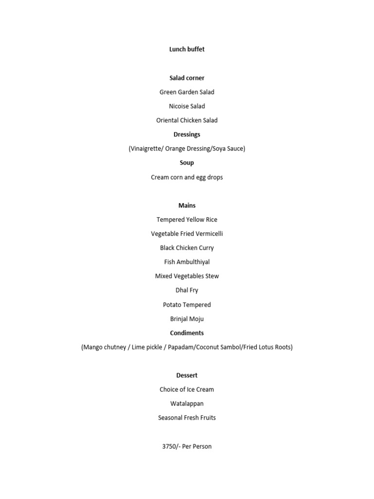Lunch Buffet | PDF
