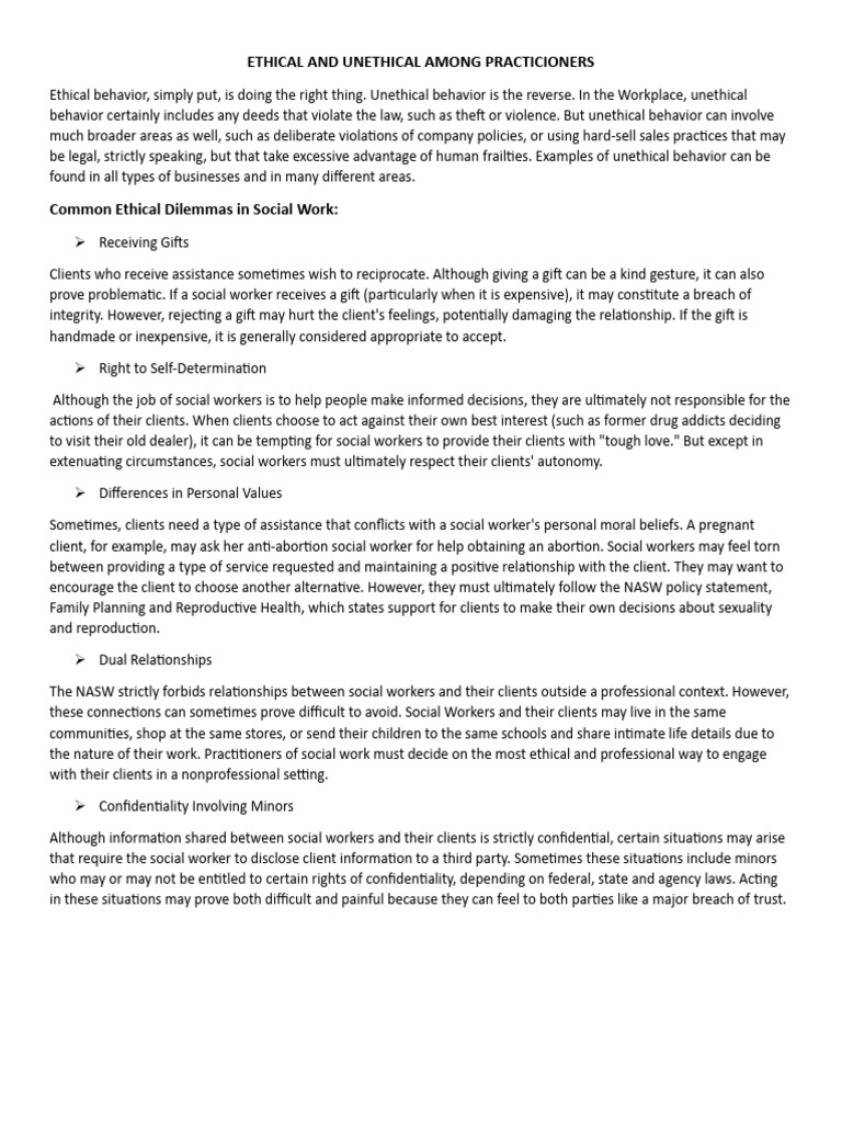 Ethical Dilemmas in Social Work | PDF | Confidentiality | Autonomy