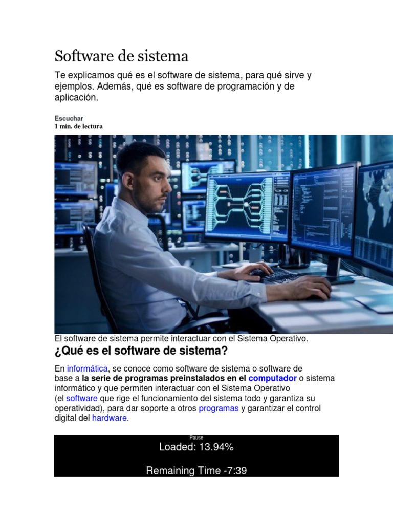 Software de Sistema | PDF | Software | Programación de computadoras