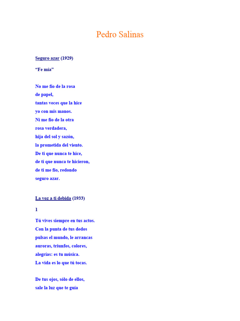 Poemas de Pedro Salinas | PDF