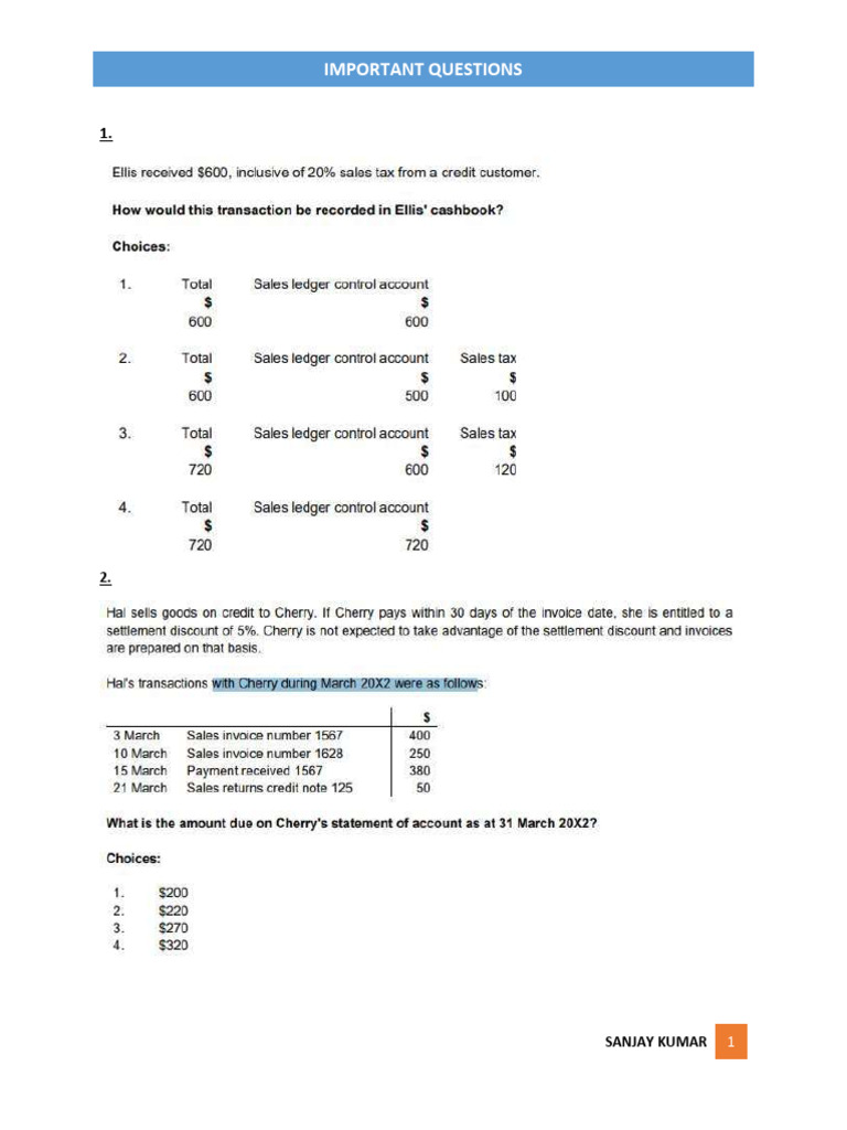 Important Question of FA1 | PDF