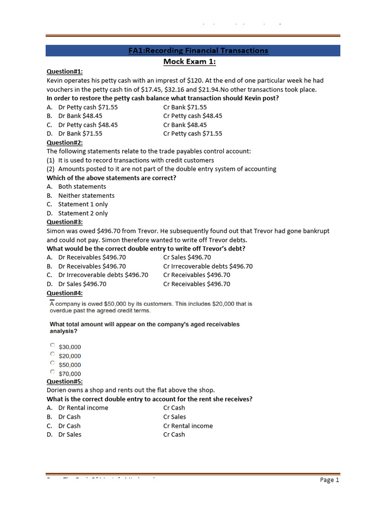 Fa1 Mock 1 Pdf Debits And Credits Accounts Payable
