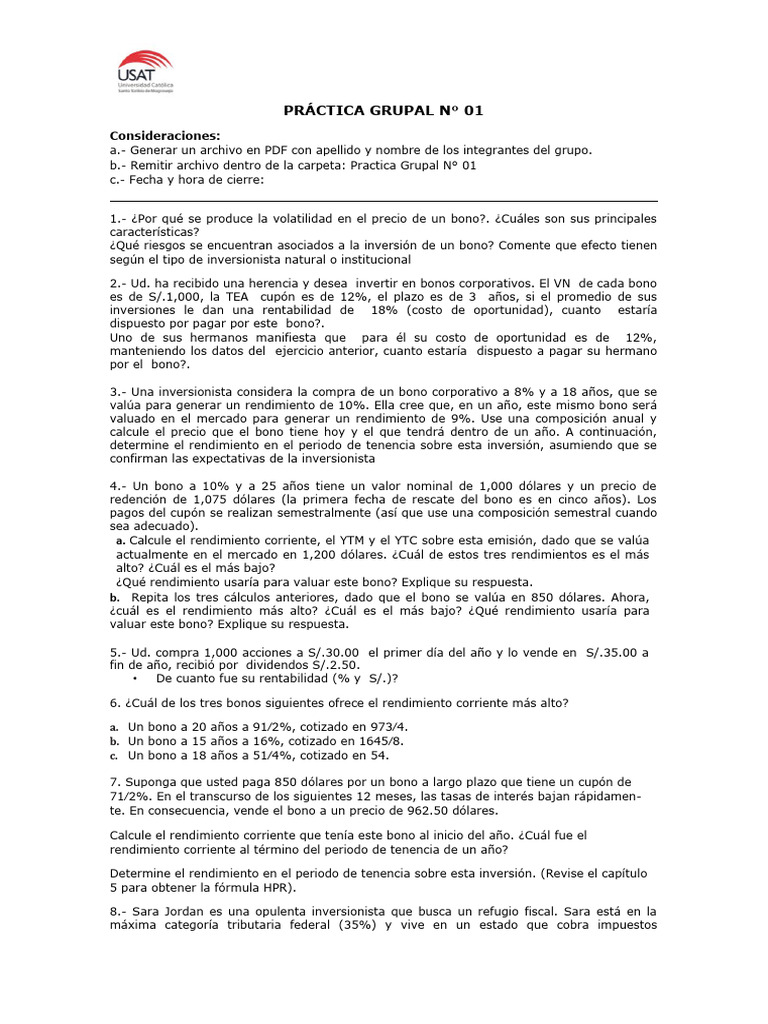 Practica | PDF | Bonos corporativos | Tipo de cambio