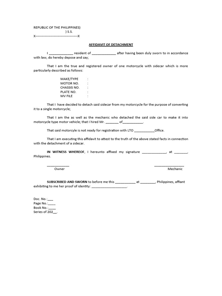 Affidavit of Detachment | PDF