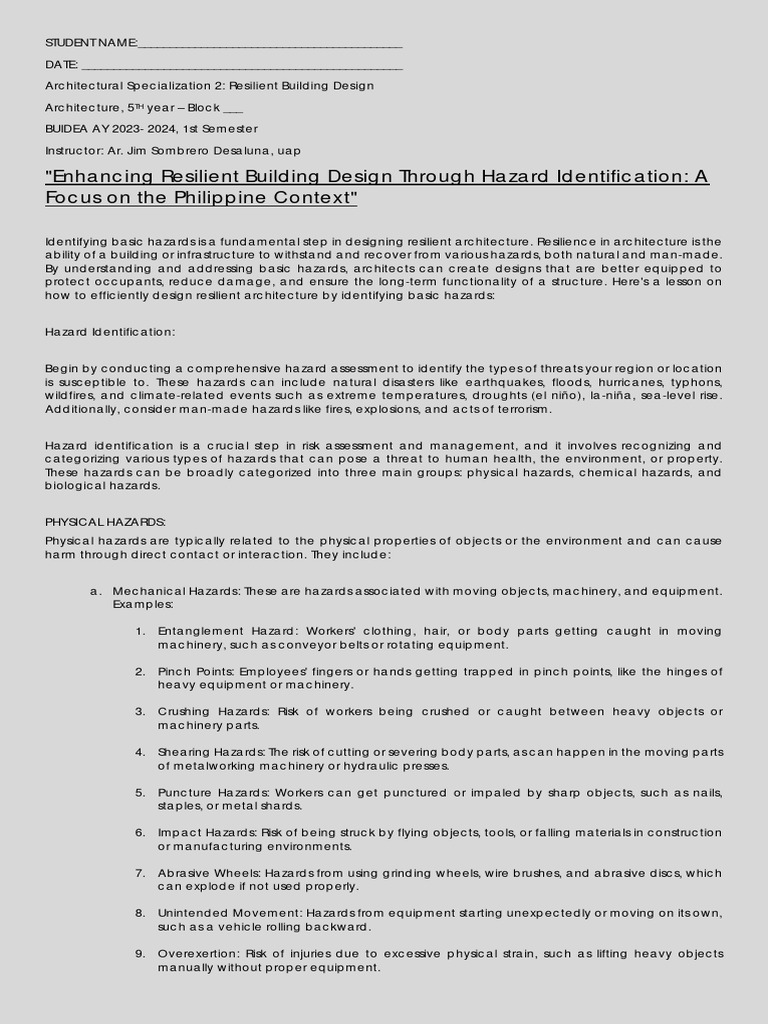 Architectural Specialization 2: Resilient Building Design | PDF ...