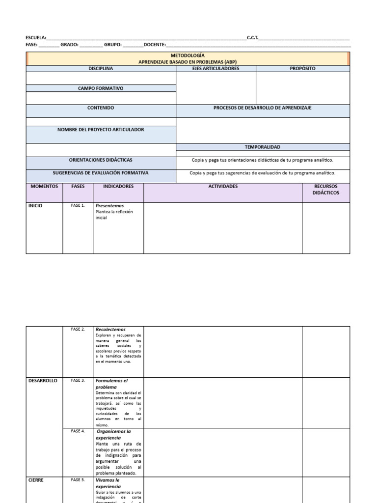 Formato de Aprendizaje Basado en Problemas (ABP) | PDF | Evaluación | Aprendizaje